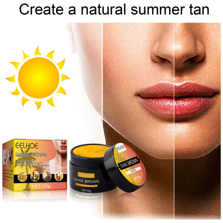EELHOE 50G Shine Brown Tanning Cream Body Bronzer Self-Tanning Beach ...