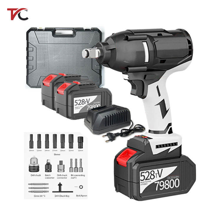 Electric Impact Wrench Brushless Impact Wrench Cordless Rechargeable Wrench 588VF Wireless ...
