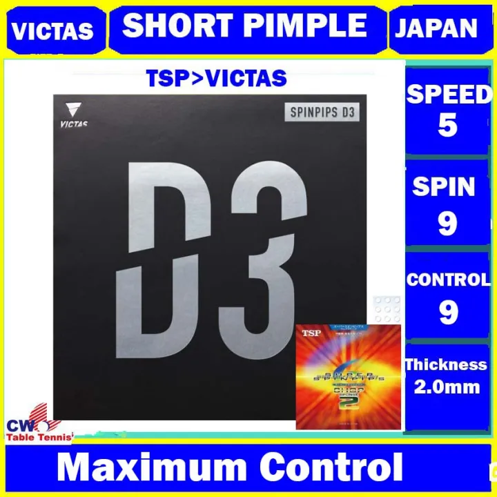 Victas Spinpips D3 Short Pimples Upgrade Version for Tsp Table Tennis Rubber Ping Pong Getah ...