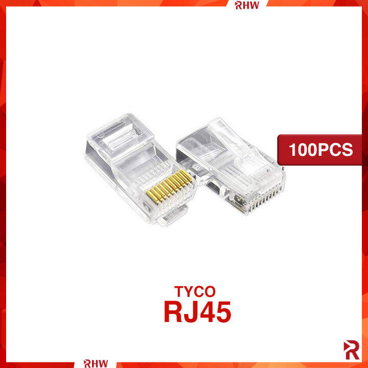 100pcs RJ45 Tyco Connectors for | CAT5E | CAT6 | CAT6E | UTP CABLE ...