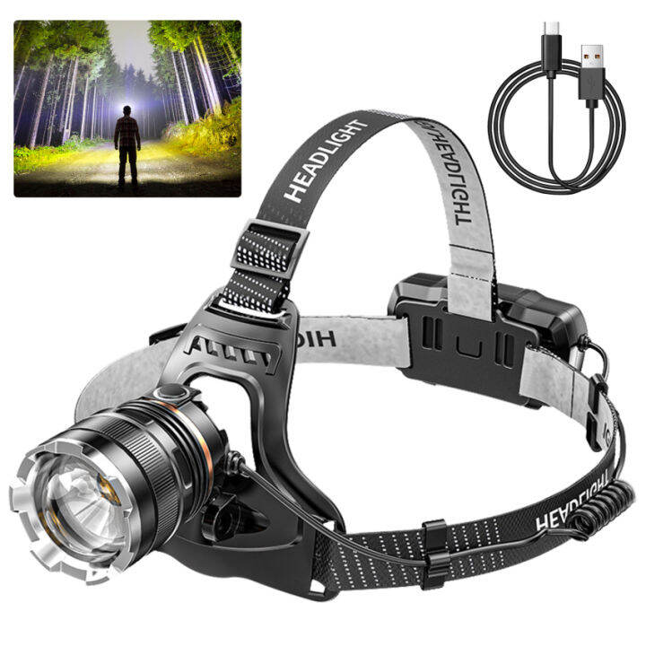 Headlight Strong Light Charging Head-Mounted Flashlight | Lazada PH