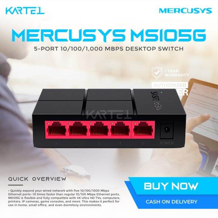 Mercusys MS105G 5-Port 10/100/1000 Mbps Desktop Switch Gigabit Ports ...