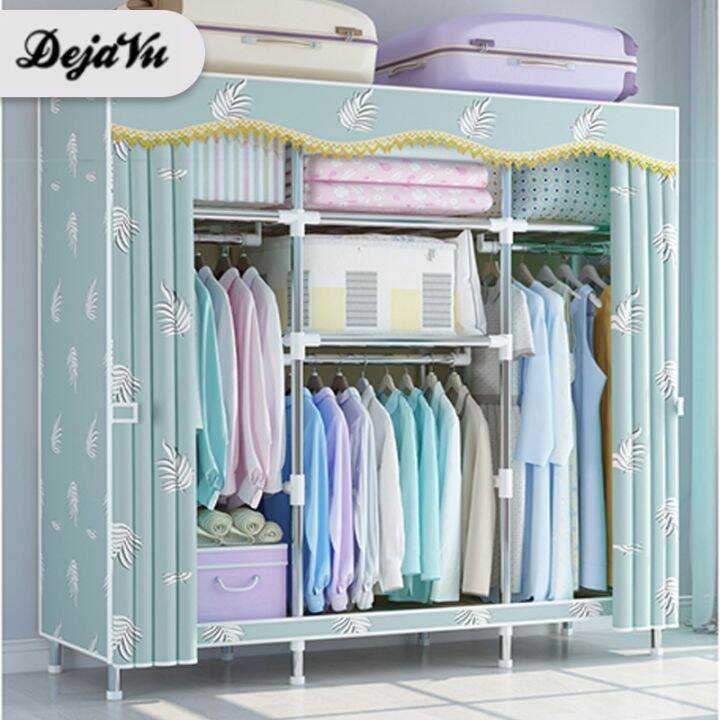 COD Dejavu Lemari Pakaian Kain Portable Rak Baju Susun Tirai Kain Jumbo ...