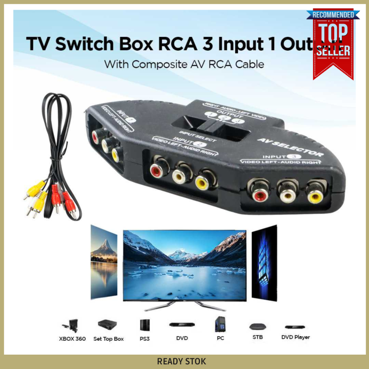iTami TV Switch Box RCA 3 Input 1 Output with Composite AV RCA Cable ...