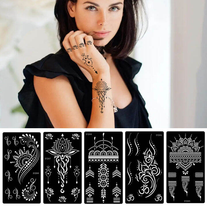 BC 1Sheet Tattoo Stencils Henna Templates Arm Back Chest Ankle Body Art ...