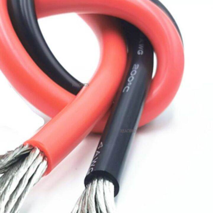 Original silicone wire 4 AWG cable gauge red black tinned copper wire cord 4AWG -60-200 degree ...