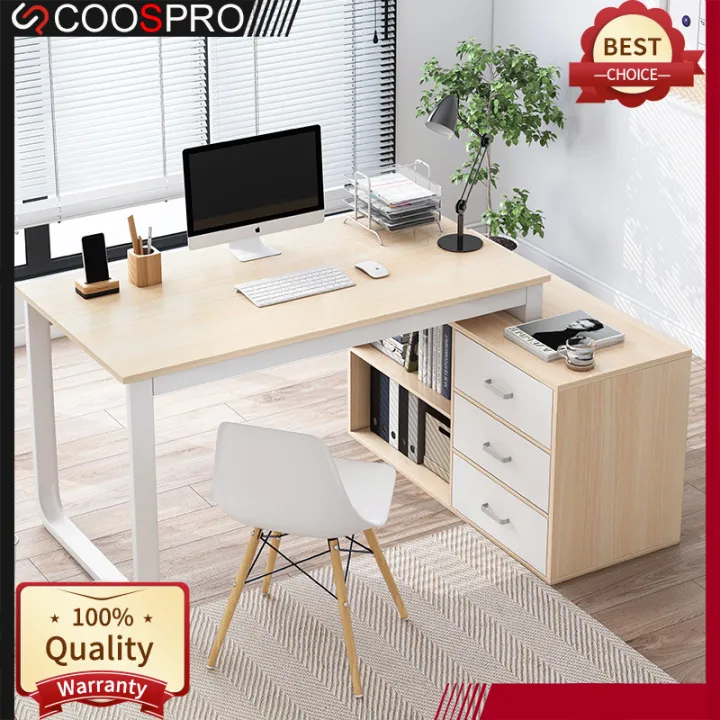 Coospro 120CM Office Table with Drawer and Shelf Computer Table Desk ...