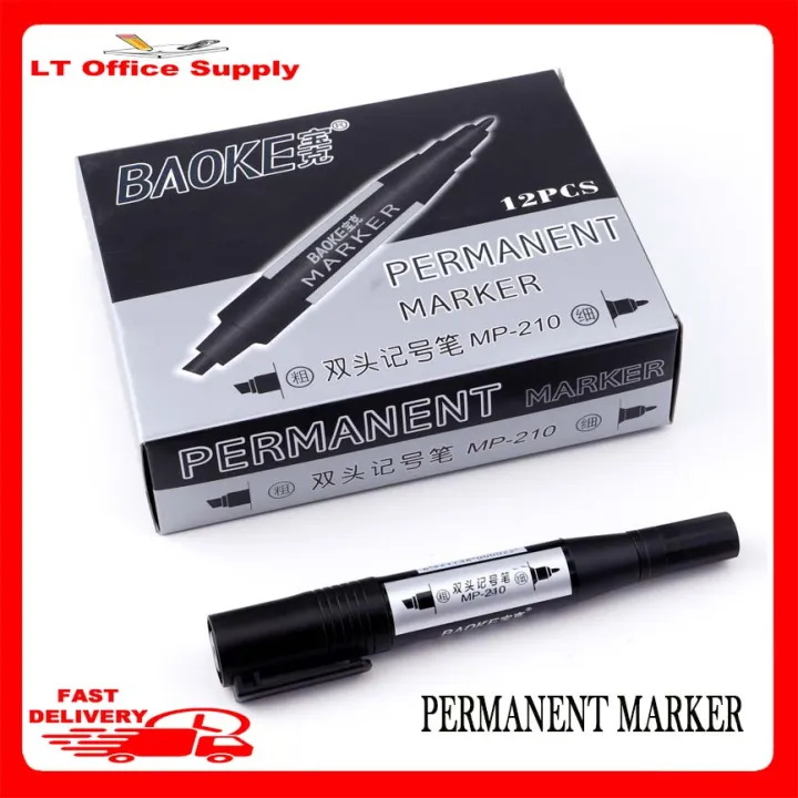 1pce Baoke double-headed permanent marker pen black ink | Lazada PH