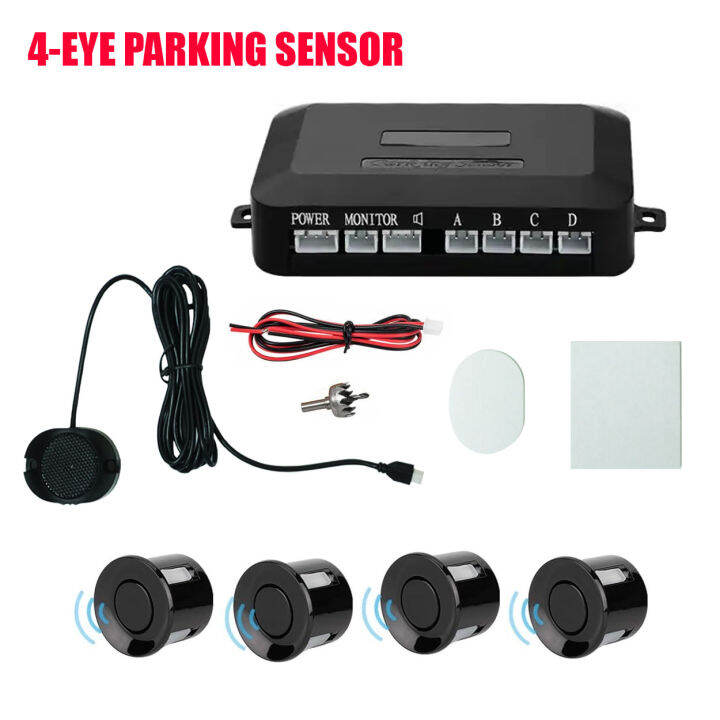 4 Eye Car Parking Sensor Kit Reverse Backup Radar Sound Alarm Indicator ...