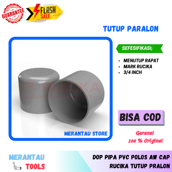 Penutup Dop Pipa Pvc Polos Aw Cap Rucika 3/4 Inch Tutup Pralon Paralon ...