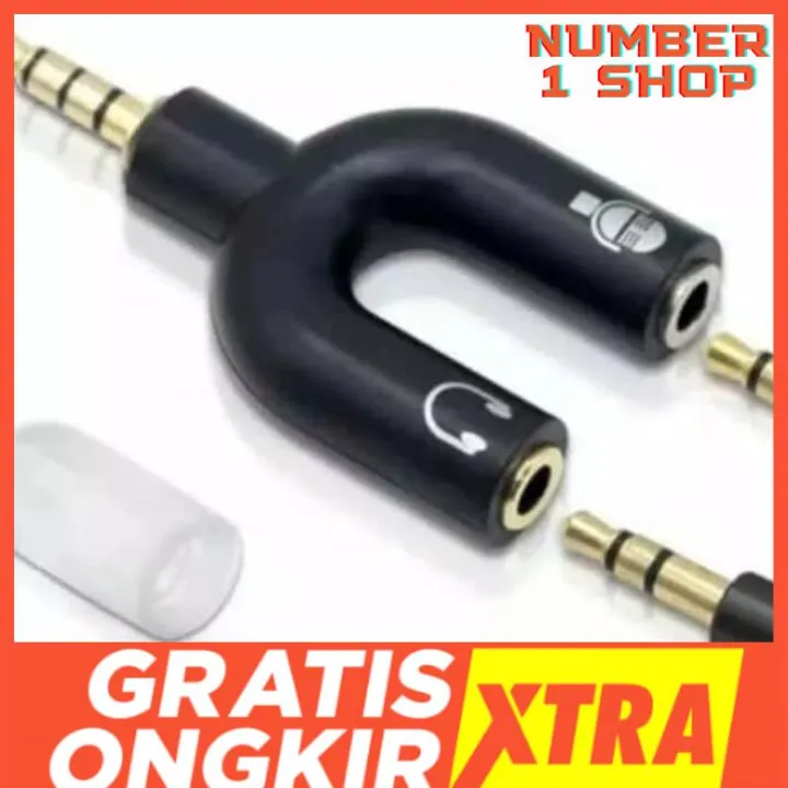 Splitter Mic Splitter Audio Shape 3.5Mm Headphone Mic Untuk Dan Pc ...