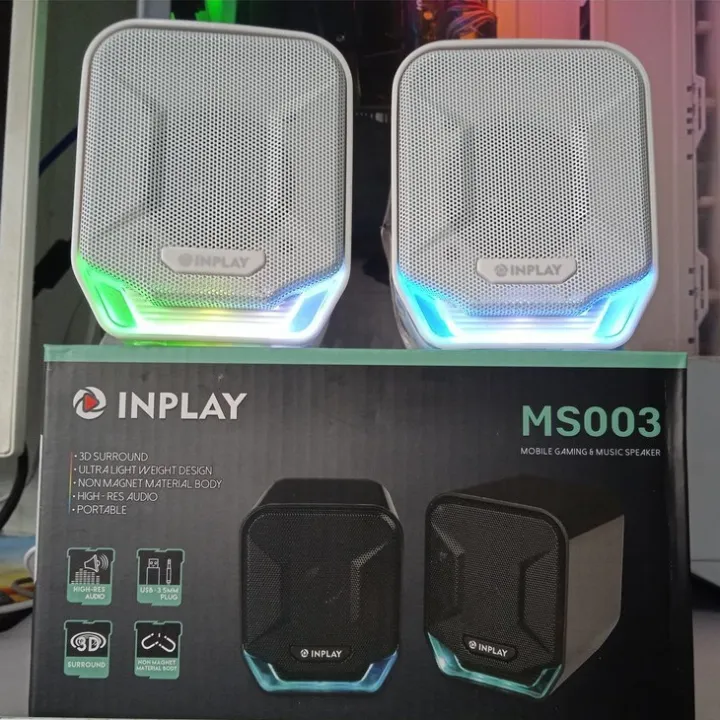 INPLAY MS003 White RGB Speaker (USB3.5mm jack) Gaming Speaker Music ...