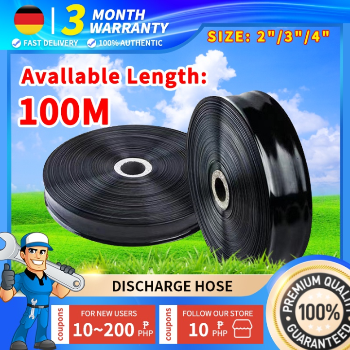 2" 3" 4" 100M PE Flex Discharge Duct Hose Lay Flat Garden High Pressure ...