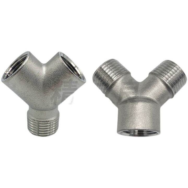 1/2" BSP Female Male Y Shaped 3 Ways Block 304 Stainelss Steel Pipe Fitting Connector Coupler ...