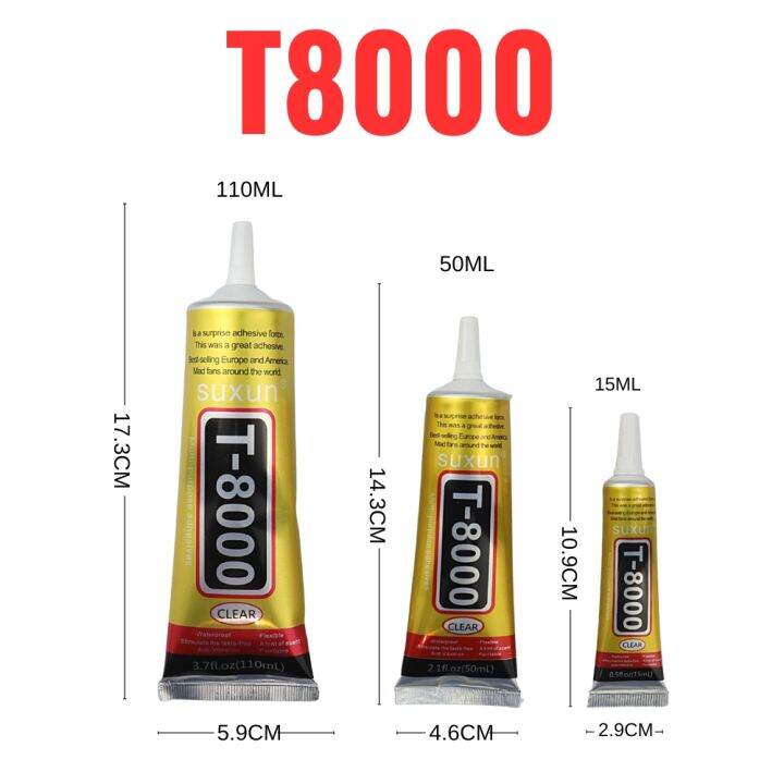 15ML 50ML 110ML SUXUN T8000 Glue Clear Contact Phone Repair Adhesive Glass Plastic Universal DIY ...