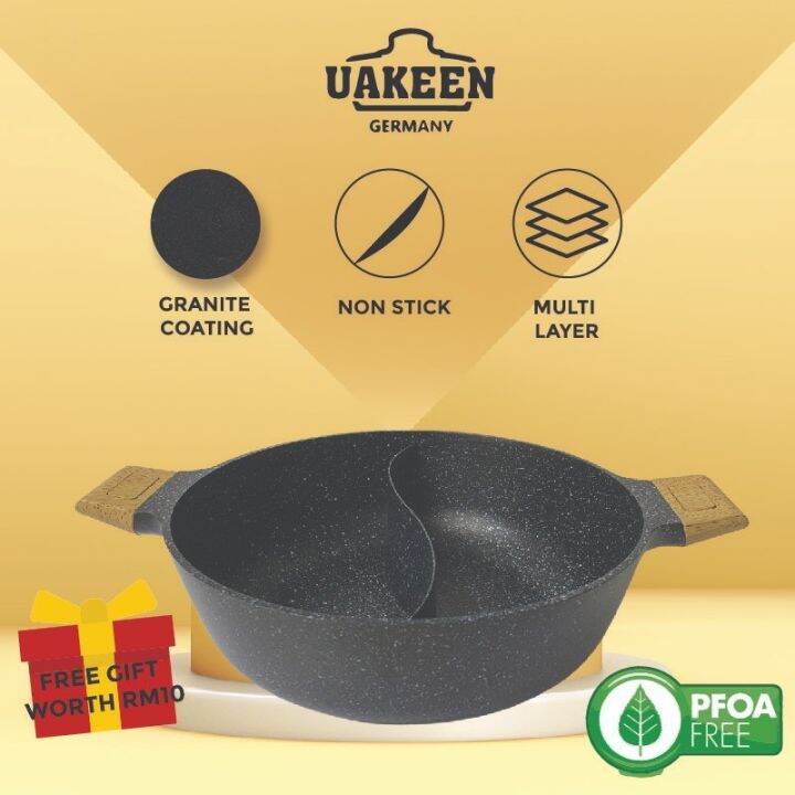 [UAKEEN GERMANY] 30CM Die Cast Granite Steamboat Style Dual Compartment ...