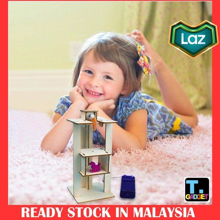 DIY Wooden Remote Control Electric Lift Elevator Toy Science Experiment ...