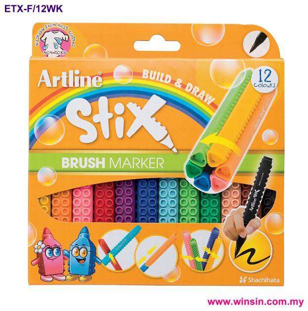 ARTLINE STIX BRUSH MARKER 12 COLOURS - ETX-F/12WK Artline Stix marker ...