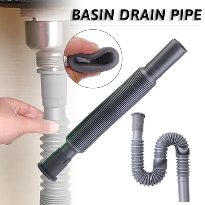 Extension Drain 80cm Washbowl Bathroom Plastic Flexible Basin Strainer ...