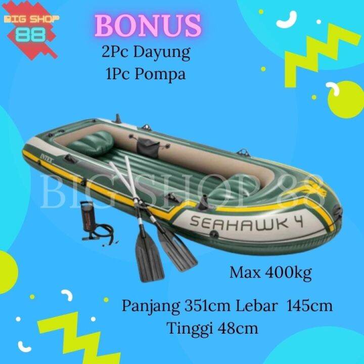 INTEX 68351 PERAHU KARET SEAHAWK 4 MUAT 4-5 ORANG PERAHU BANJIR PERAHU ...