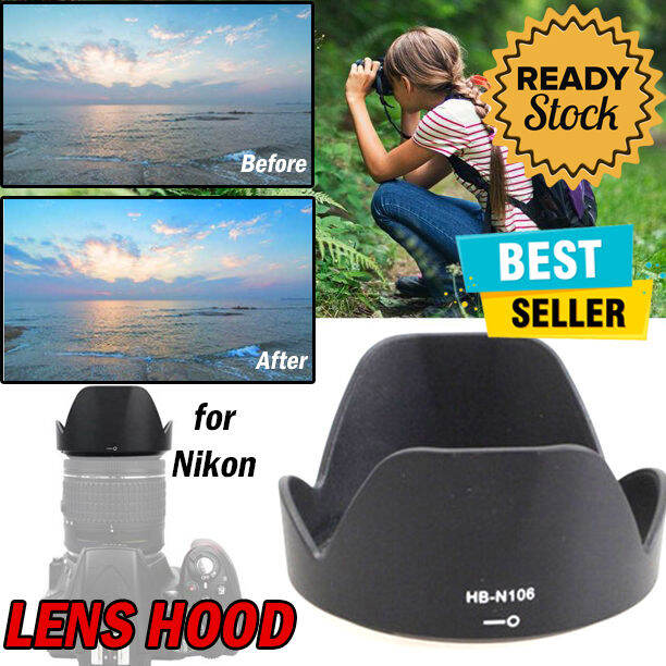 Lens Hood Lotus Style for Nikon Camera HB-N106 Diameter 55mm Penutup ...