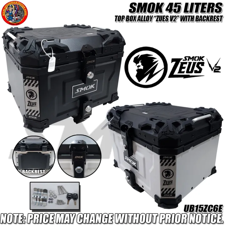 SMOK 45 LITERS TOP BOX ALLOY "ZEUS V2" WITH BACKREST UB15ZC6E/UB15ZC6F ...