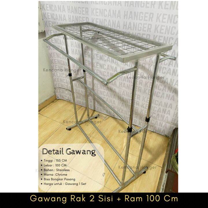 Gawang Baju 2 Sisi Ukuran 1 Meter Plus Tatakan Ram Besi Chrome 40 cm ...