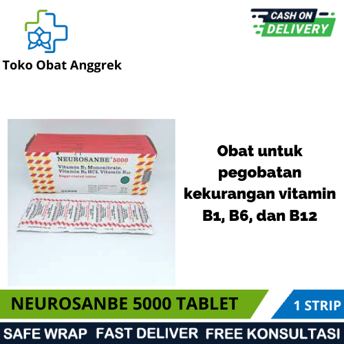 NEUROSANBE 5000 STRIP 10 TABLET / VITAMIN UNTUK KESEMUTAN / KEBAS / DAN ...