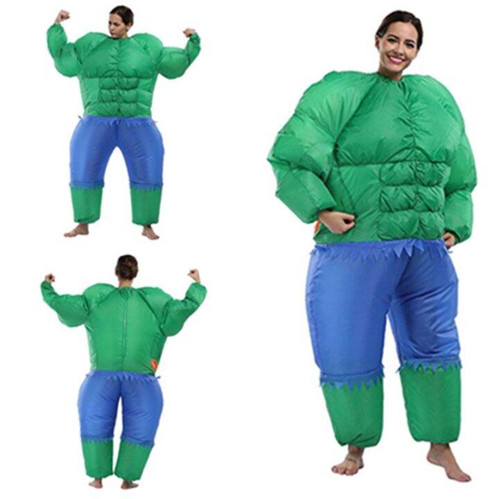 Adult Halloween Inflatable Green Costume Muscle Giant Blow Up Air Suit ...