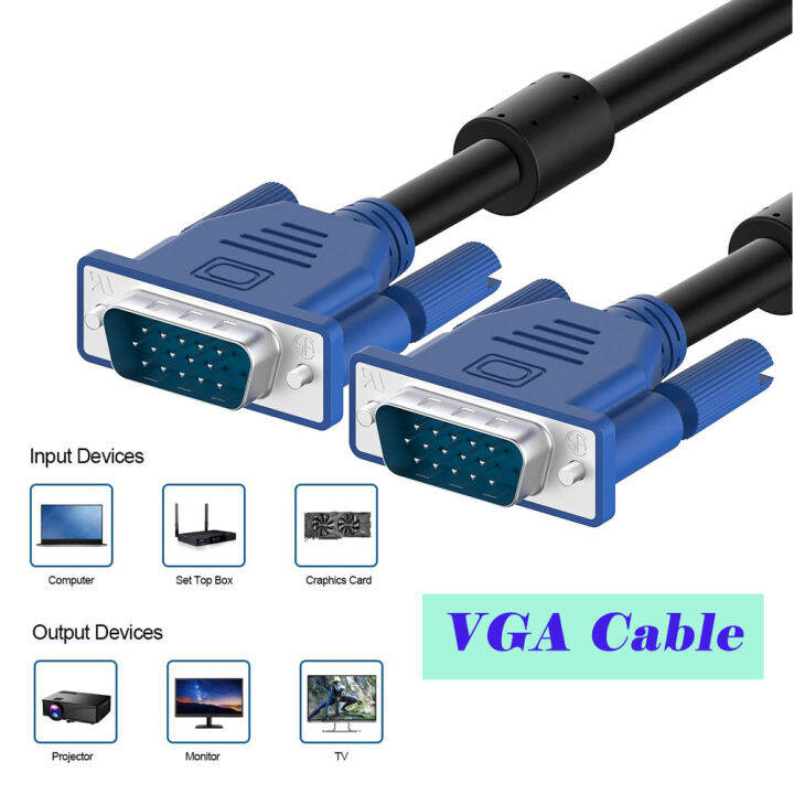 15 Pins VGA Cable VGA to VGA Cable Male to Male Video Adapter Connector Extension Ethernet cable ...