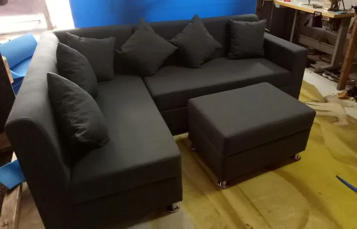 ELEGANT L TYPE SALA SET COTTON LIGHT BROWN FABRIC | Lazada PH