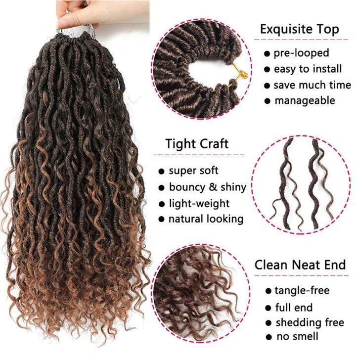Goddess Faux Locs Crochet Hair Curly River Locs 18 Inches Long id Pre Looped Synthetic ids ...
