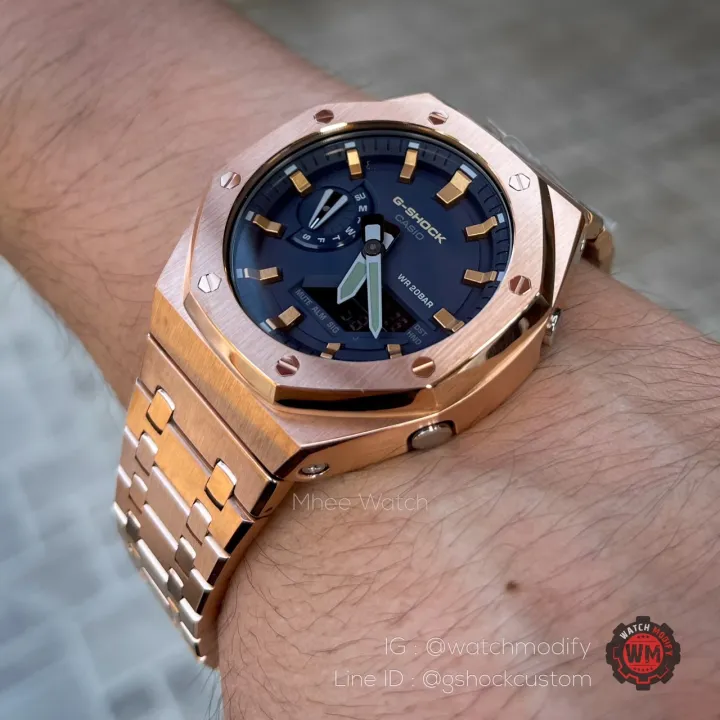 G-Shock Custom AP Style Blue Navy Rosegold Gen2 Full Metal | Lazada.co.th