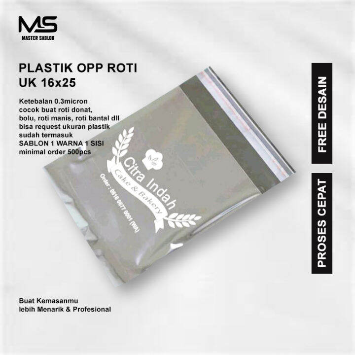 Sablon plastik Custom OPP ukuran 16x25 dan 20x25 Free desain | Lazada ...