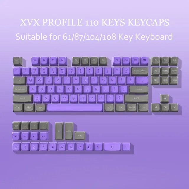 184 Key PBT Double-Shot Blue White XVX Profile Keycaps Kit Backlit Key ...
