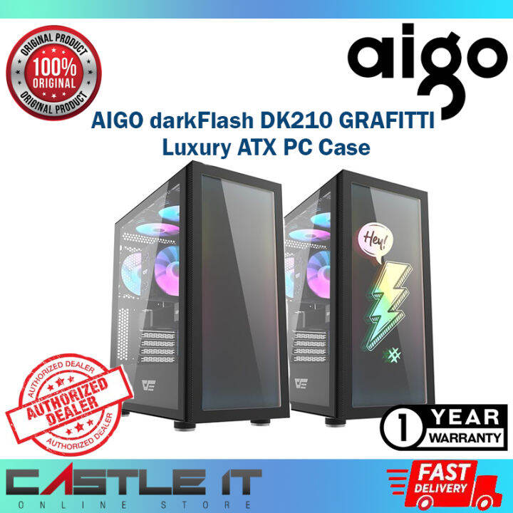 AIGO darkFlash DK210 GRAFITTI Luxury ATX PC Case Mid Tower Chassis ...