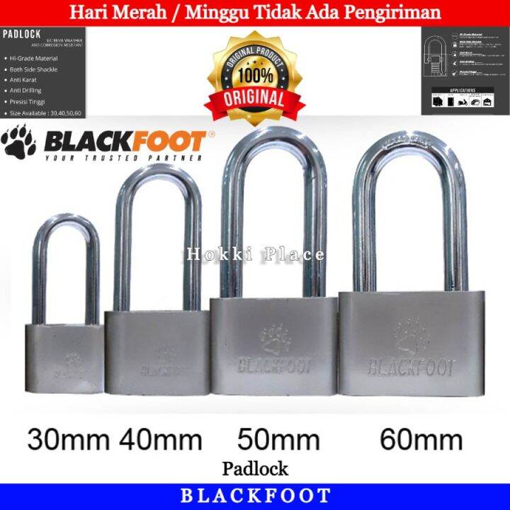 Gembok nekel panjang BLACKFOOT variasi ukuran 30mm 40mm 50mm 6omm ...