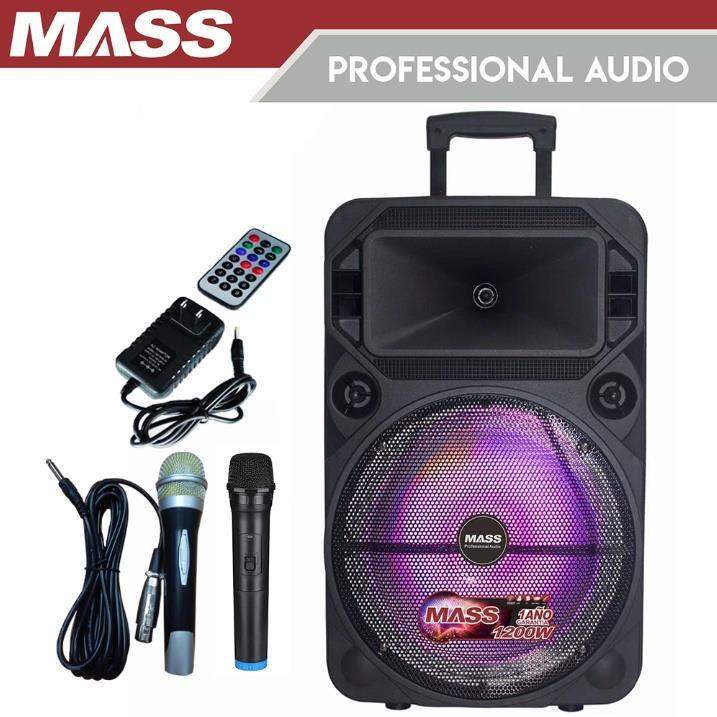 MASS 12 Trolley Speaker Ultra Loud Sound with Free Microphone BT USB ...