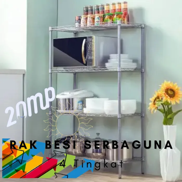 Rak Besi Serbaguna 4 Tingkat Krisbow HOUSEHOLD WIRE SHELVING 4 TIER ...