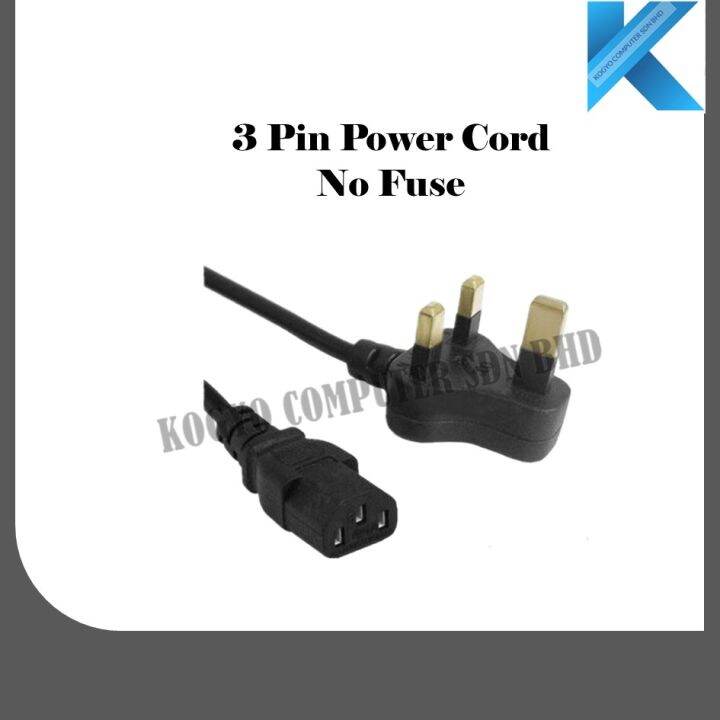 3 Pins UK Plug Cable for Desktop PC / Monitor / CPU Power Supply | Lazada