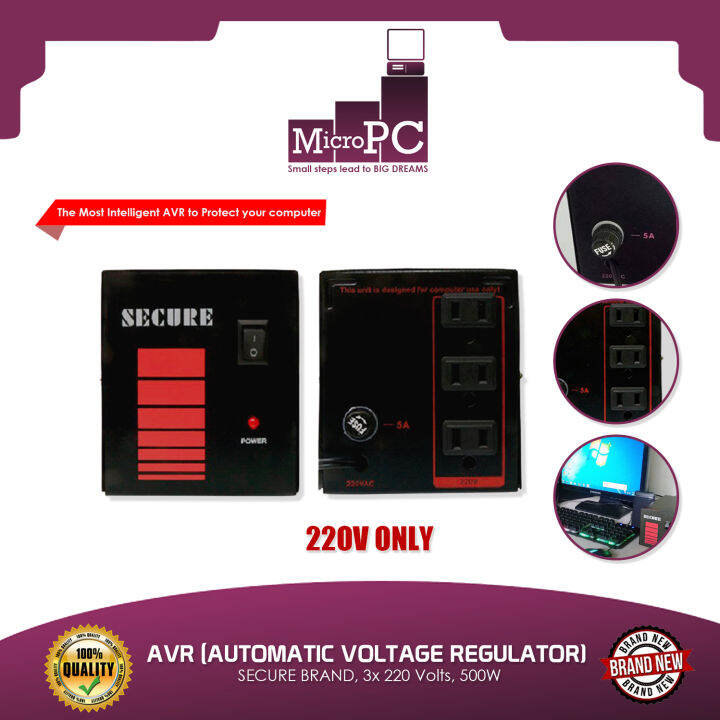 AVR (AUTOMATIC VOLTAGE REGULATOR), SECURE BRAND, 3x 220 Volts, 500W ...