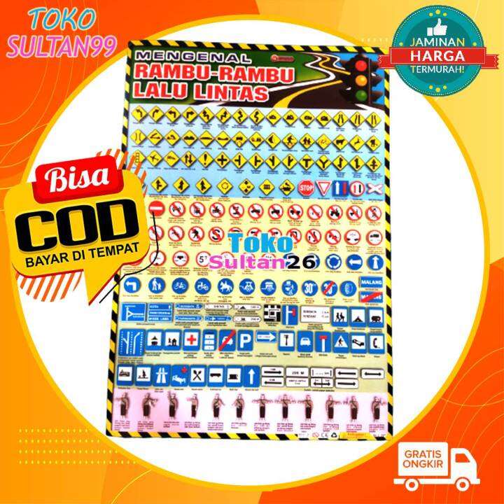 Poster Gambar Edukasi Belajar Rambu Rambu Lalu Lintas Anak Balita Huruf ...