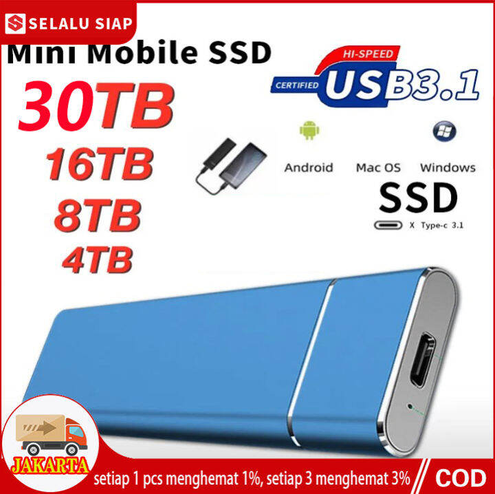 SSD Eksternal M.2 dengan Kapasitas 30TB dan Kecepatan Tinggi USB 3.1 C, Terbuat dari Aluminium ...