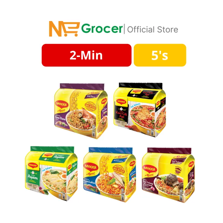 MAGGI Instant Noodle Pack 2-min Chicken / Asam Laksa / Sup Tulang / Tom ...