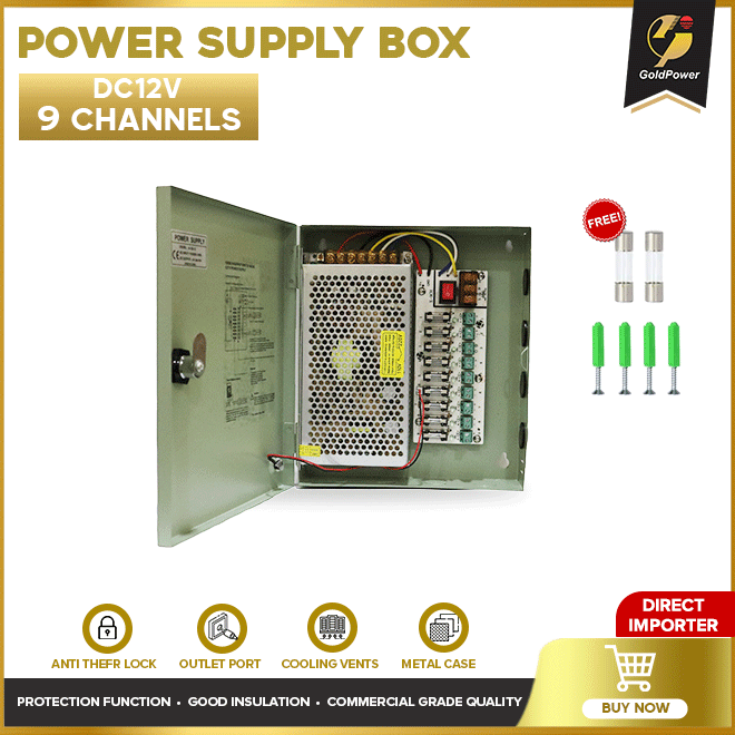 Gold Power: 9-Channel 12V 10A DC Centralized Power Supply Box Adapter ...
