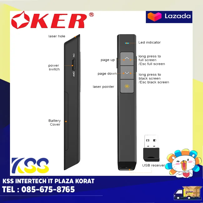 Laser Pointer /Presenter OKER เลเซอร์พอยเตอร์ รุ่น P-009 สีดำ**By Kss** | Lazada.co.th