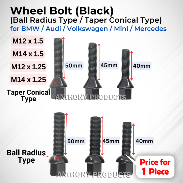 Mercedes BMW Audi Volkswagen ( M12 / M14 x 1.5MM ) Wheel Bolt Wheel Nut ...