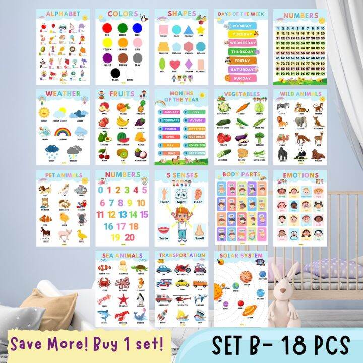 12 or 18 PCS. EDUCATIONAL CHARTS A4 SIZE POSTERSBUNDLELAMINATED 250 ...