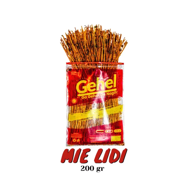 Gehel Snack Mie Lidi Terenak Lezat Gurih Extra Pedas Isi 200gr | Lazada ...