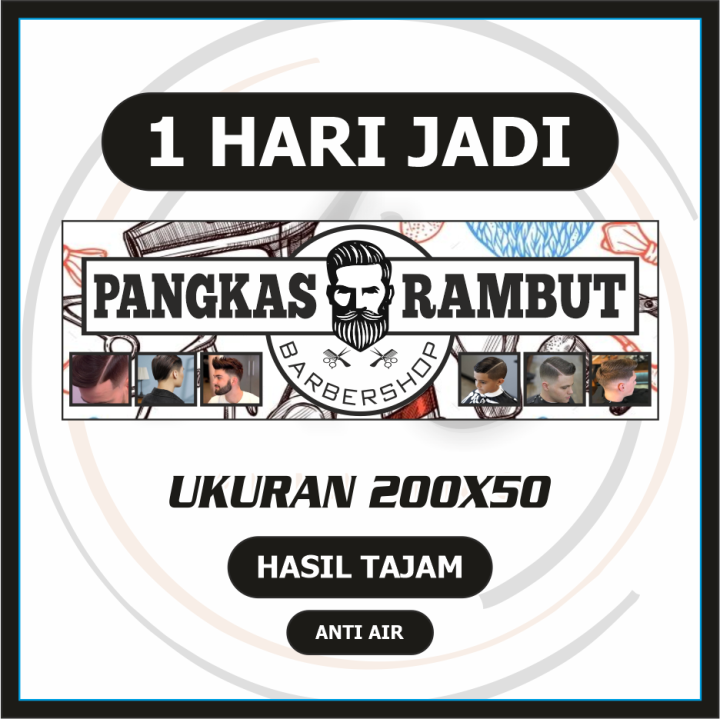 spanduk dan banner pangkas rambut barbershop 200x50 1hari jadi | Lazada ...